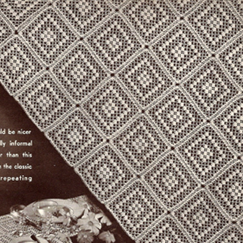 Square Motif Crochet Tablecloth Pattern No 7736