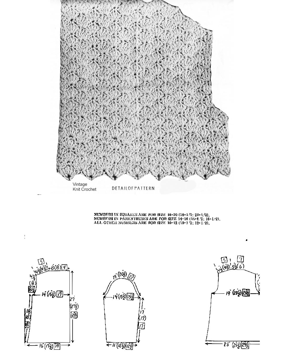 Crocheted Coat Pattern in Shell Stitch, Belted Design 7064