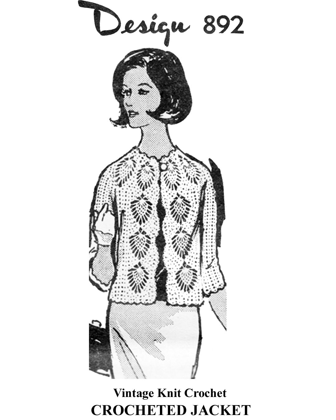 Womans Crochet Chanel Jacket Pattern in Shell Stitch, Design 864