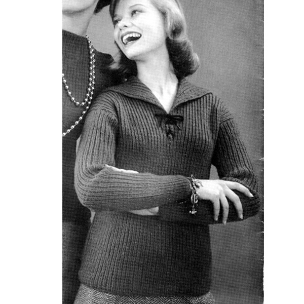 Teen Knitted Ribbed Pullover Pattern No 5999