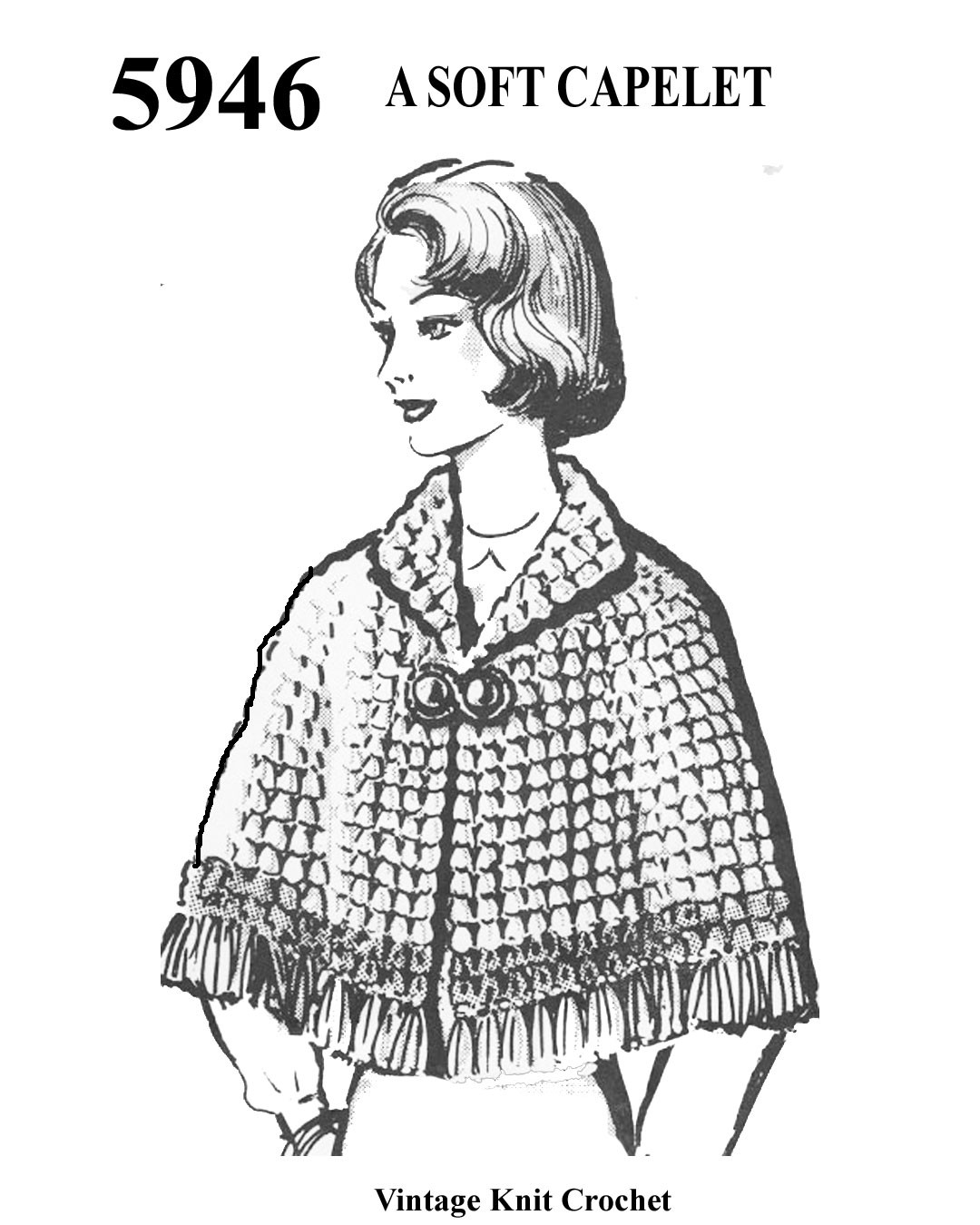 Easy Crochet Capelet Pattern, Pineapple Band Size, Parade Mail Order P-267