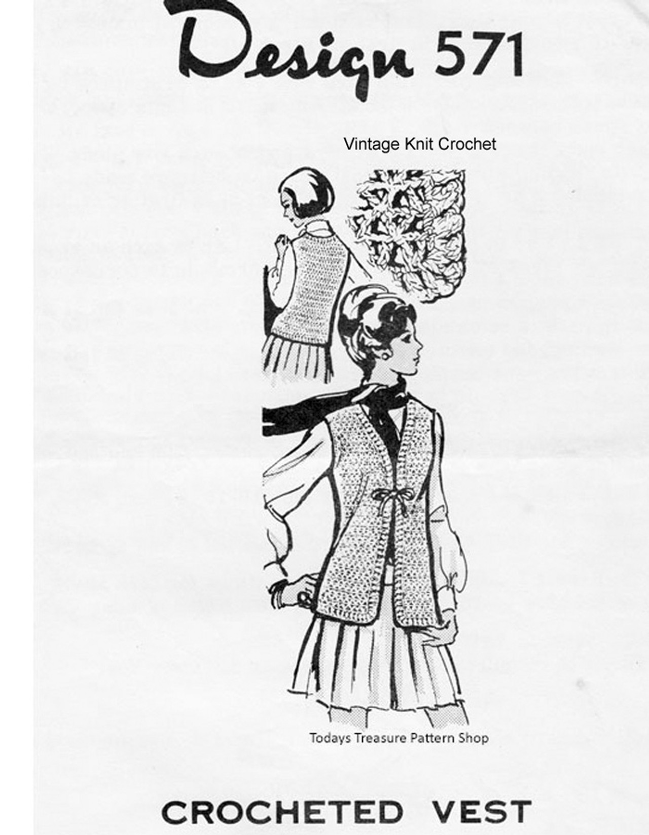 Easy Crochet Vest Pattern Long Short Mail Order 571 Laura Wheeler