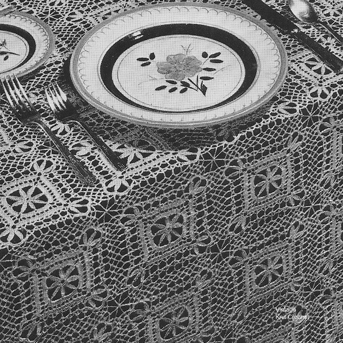 Square Motif Crochet Tablecloth Pattern No 7736