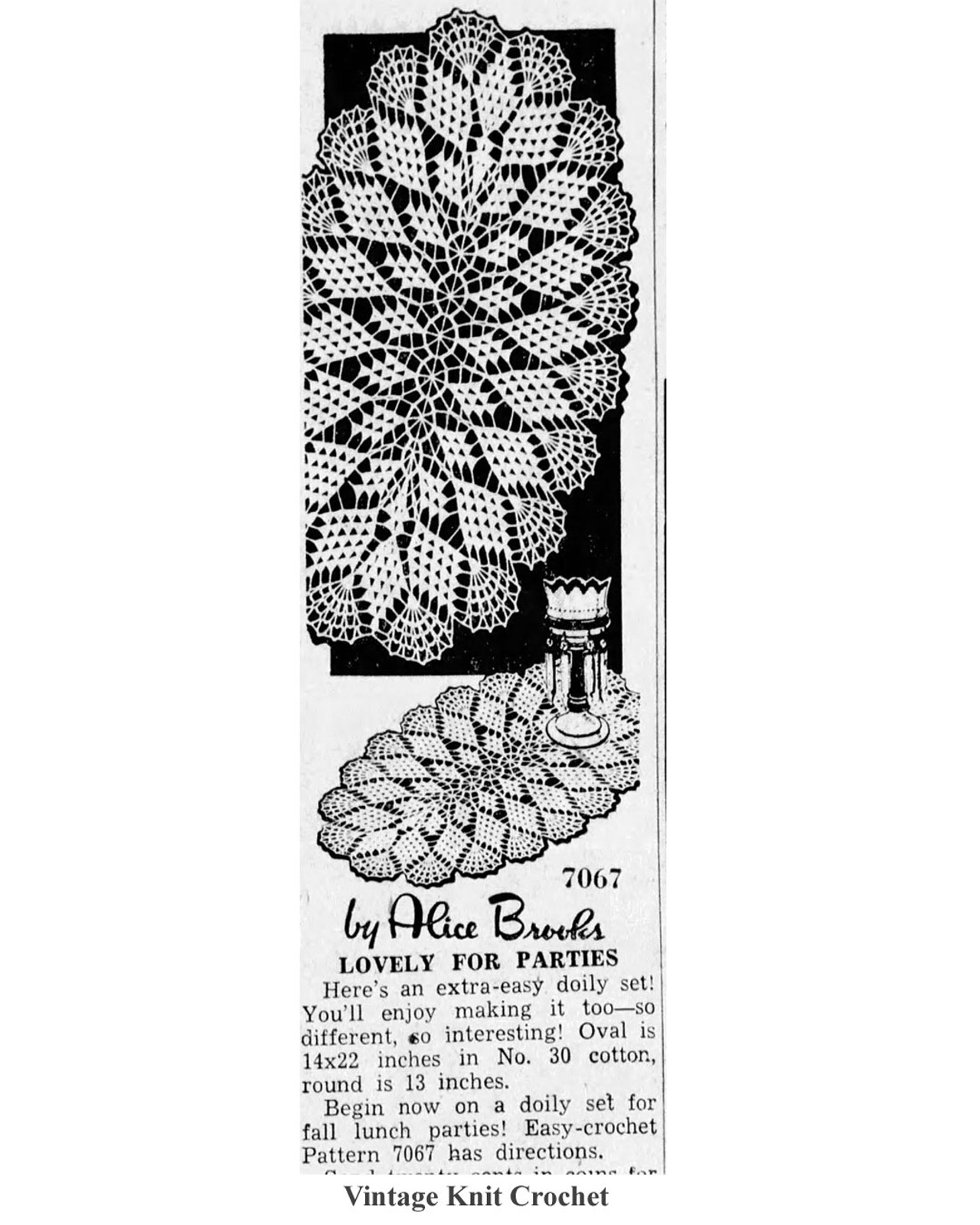Crochet Oval Spiderweb Doilies Pattern With Shell Border Alice Brooks 7068