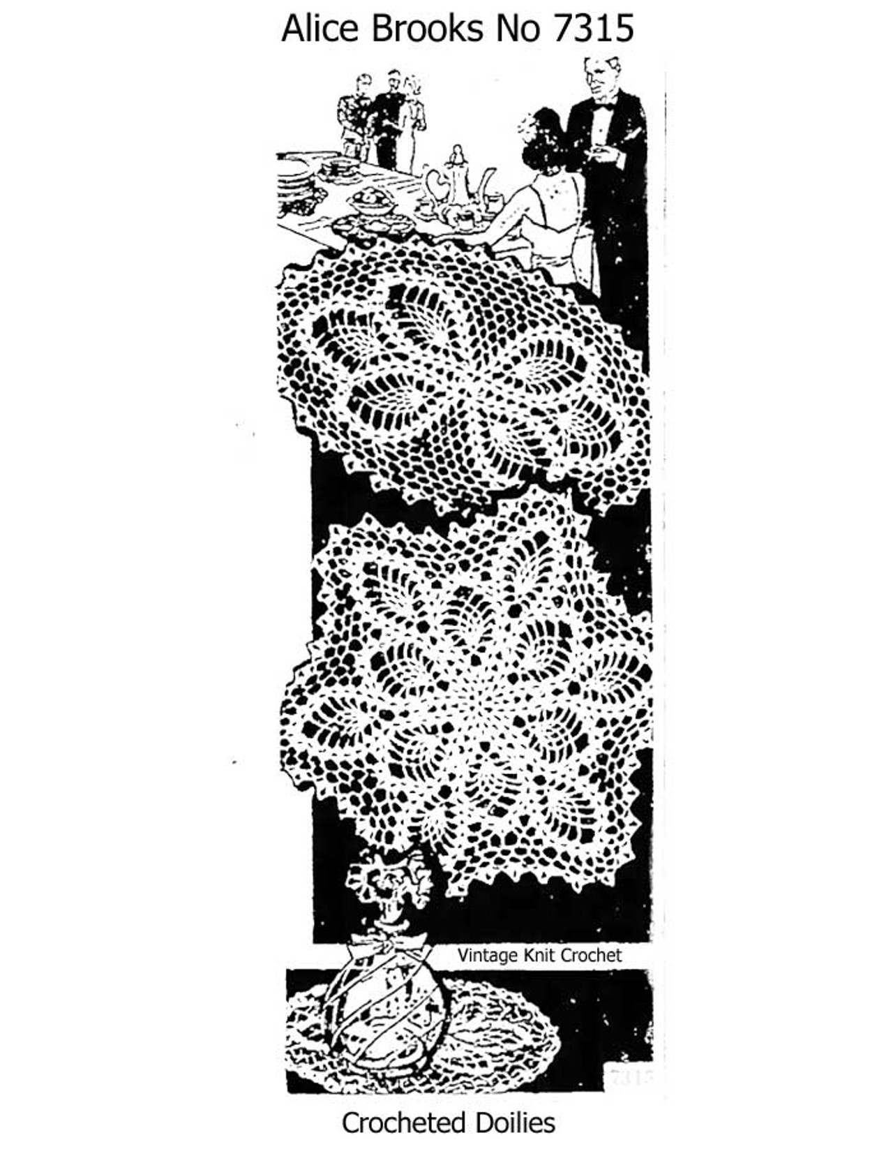 Crochet Pineapple Doily Pattern Hexagon Oval Alice Brooks 7315 Mail