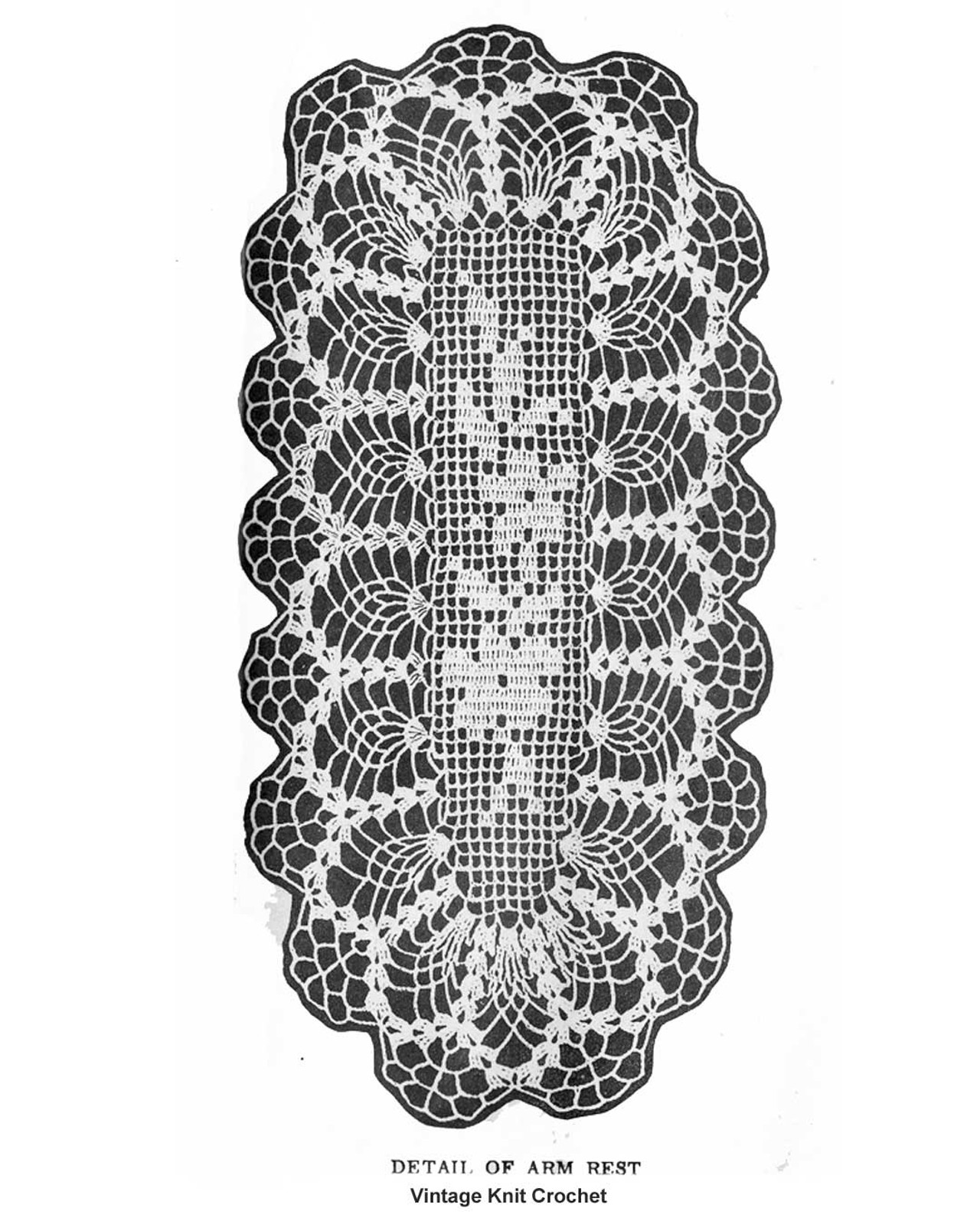 Filet Crochet Rose Chair Set Pattern Pineapple Border Mail Order 425