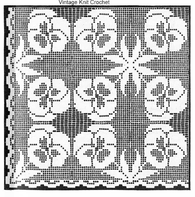 Filet Crochet Pansy Square Pattern, Tablecloth, Runners, Alice Brooks ...