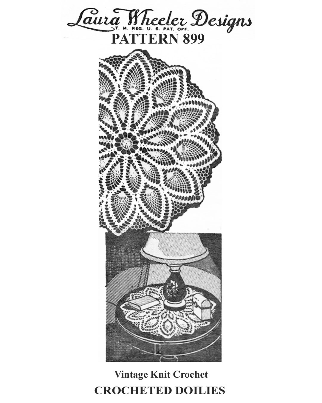 Crocheted Pineapple Doilies, Large Small, Mail Order 899, Laura Wheeler