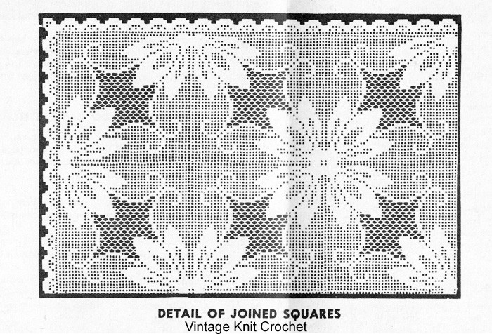Filet Crochet Square Pattern, Flower Motif, Mail Order 3069