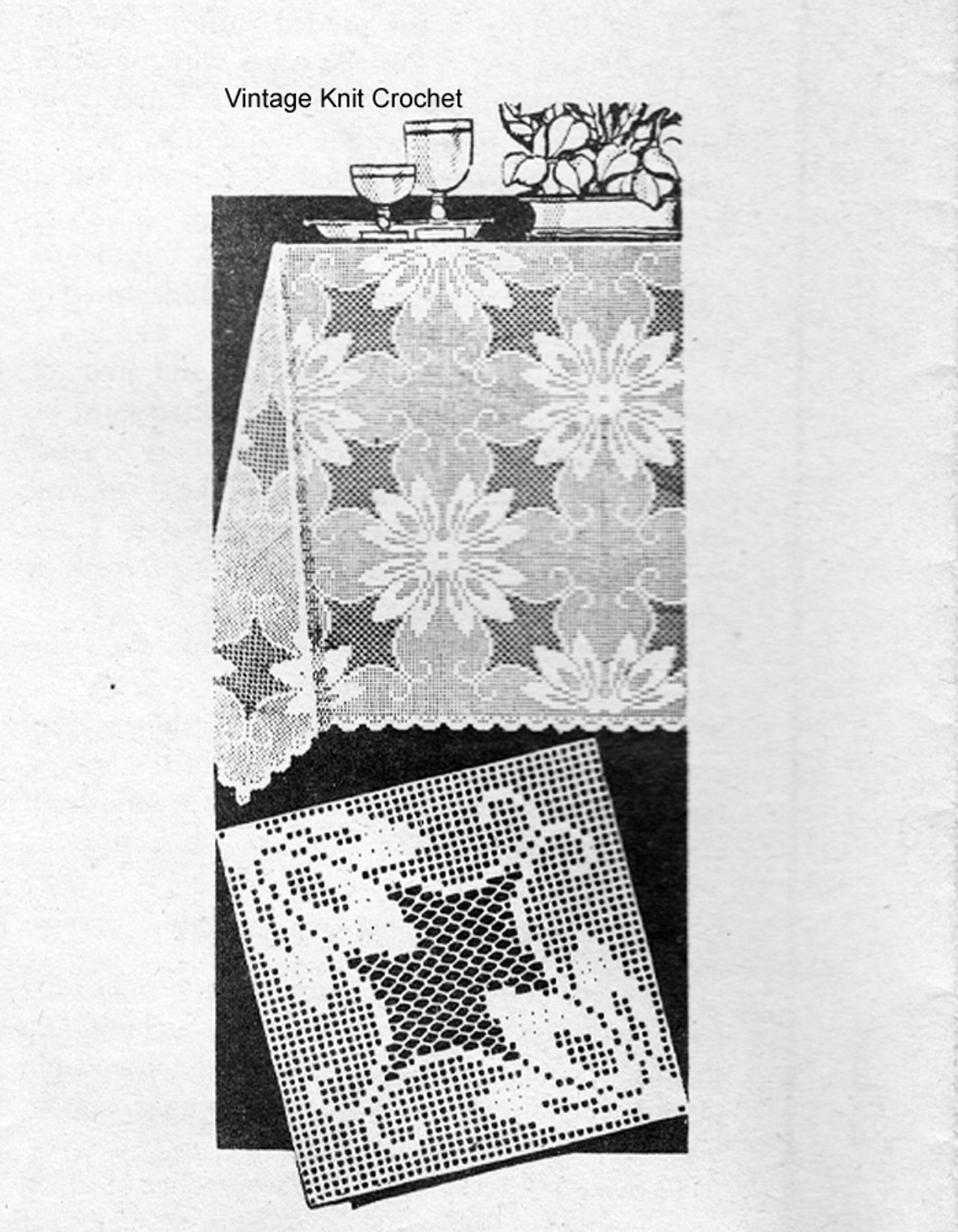 Filet Crochet Square Pattern Flower Motif Mail Order 3069