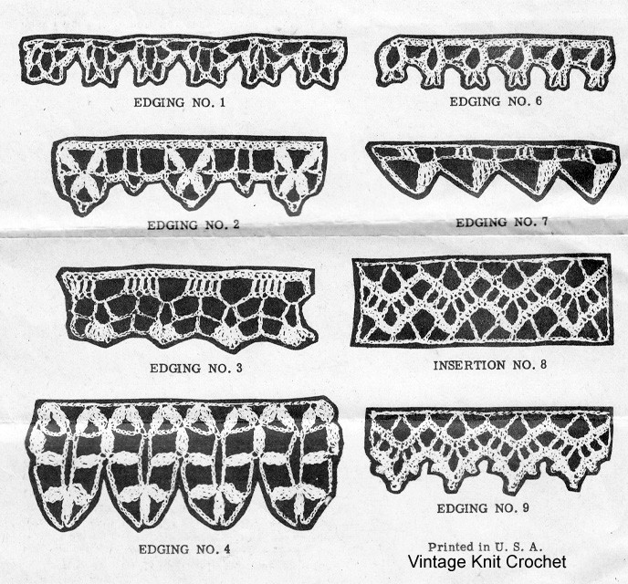 Crochet Edgings Insertions Pattern, 6 styles, Alice Brooks 5709, Mail Order