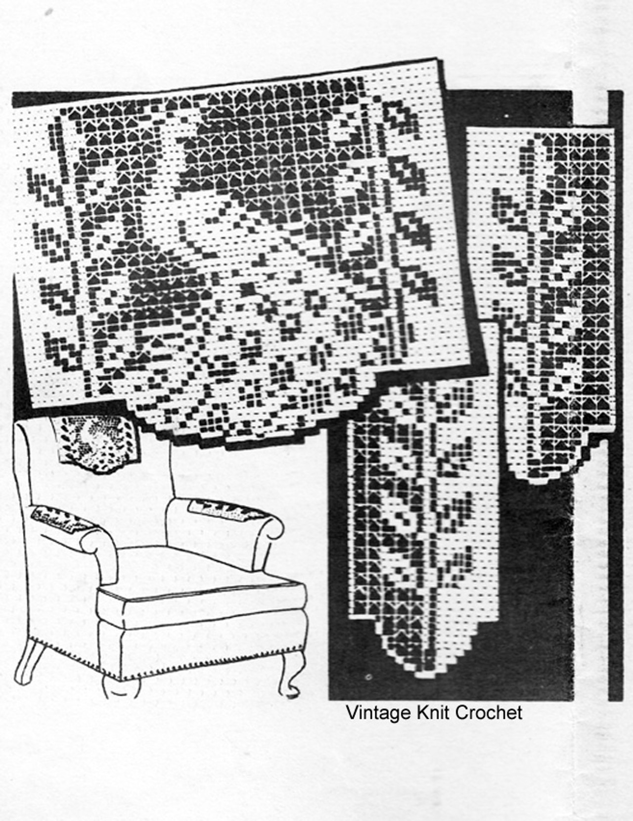 Filet Crochet Peacock Pattern Chair Doily Set Laura Wheeler 599 Mail