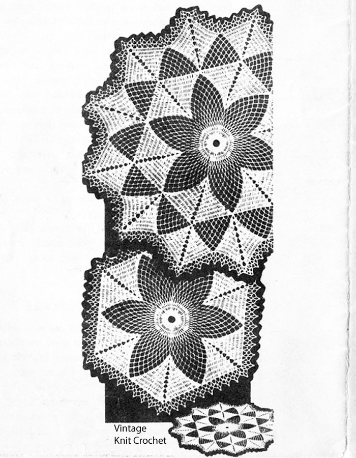 Crochet star doilies pattern, small medium large sizes, American Weekly ...
