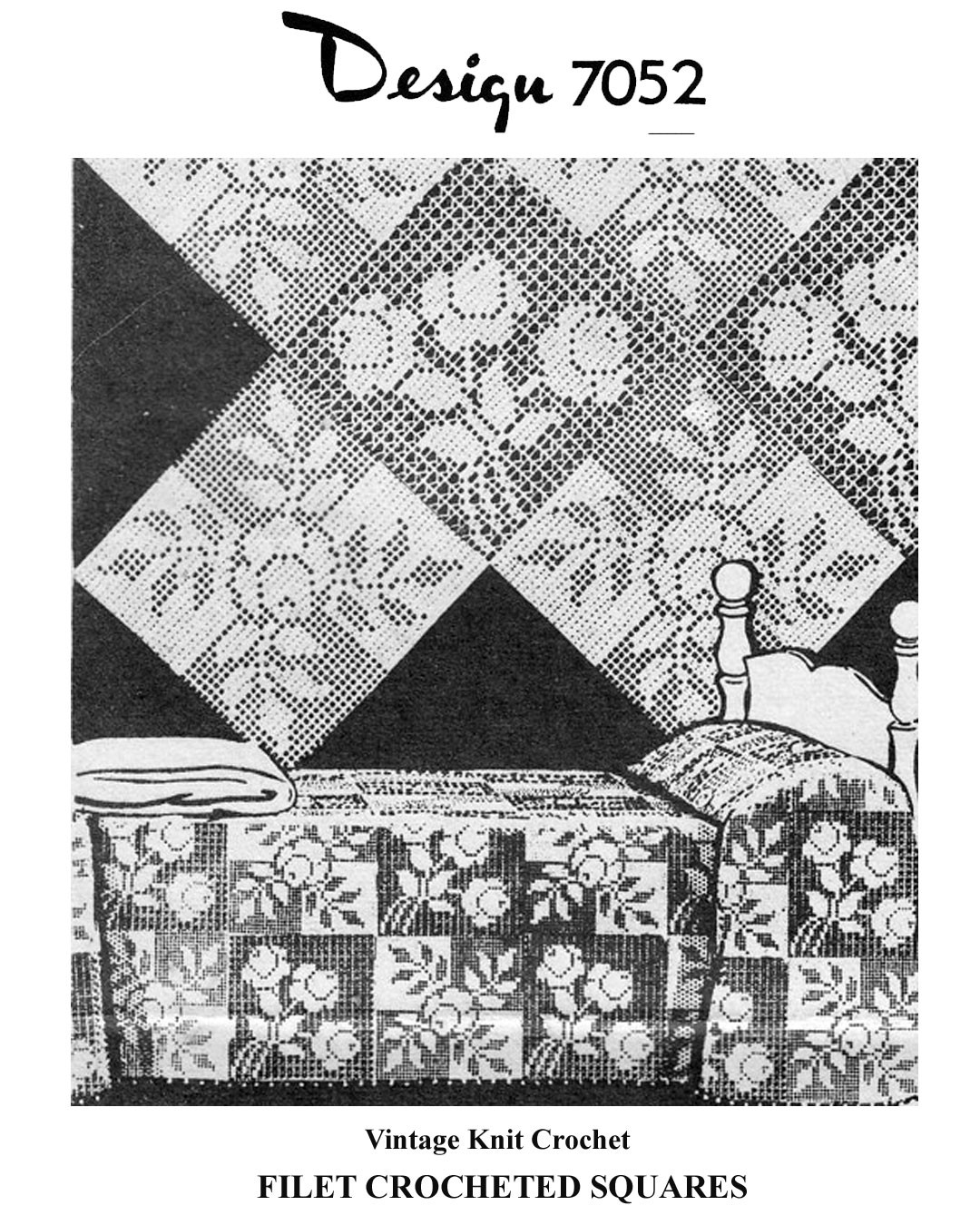 Rose Filet Crochet Square Pattern Alice Brooks 7080