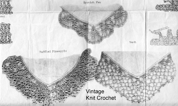 Three Crochet Edgings Pattern, Spanish Fan, Pineapple, Mesh, Ellen ...