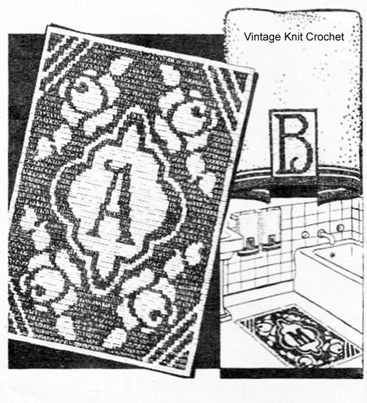 Laura Wheeler 1653 Filet Crochet Rug Pattern Rose Motif