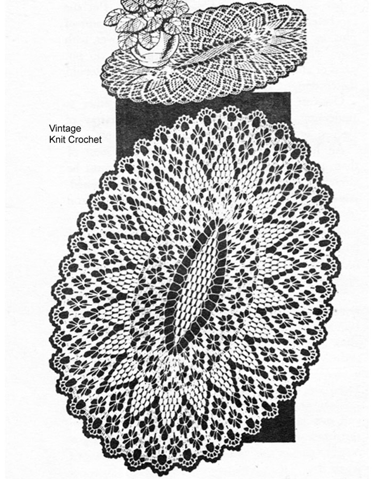 Crochet Doily Pattern Oval Round Pineapple Spiderweb Mail Order 3154