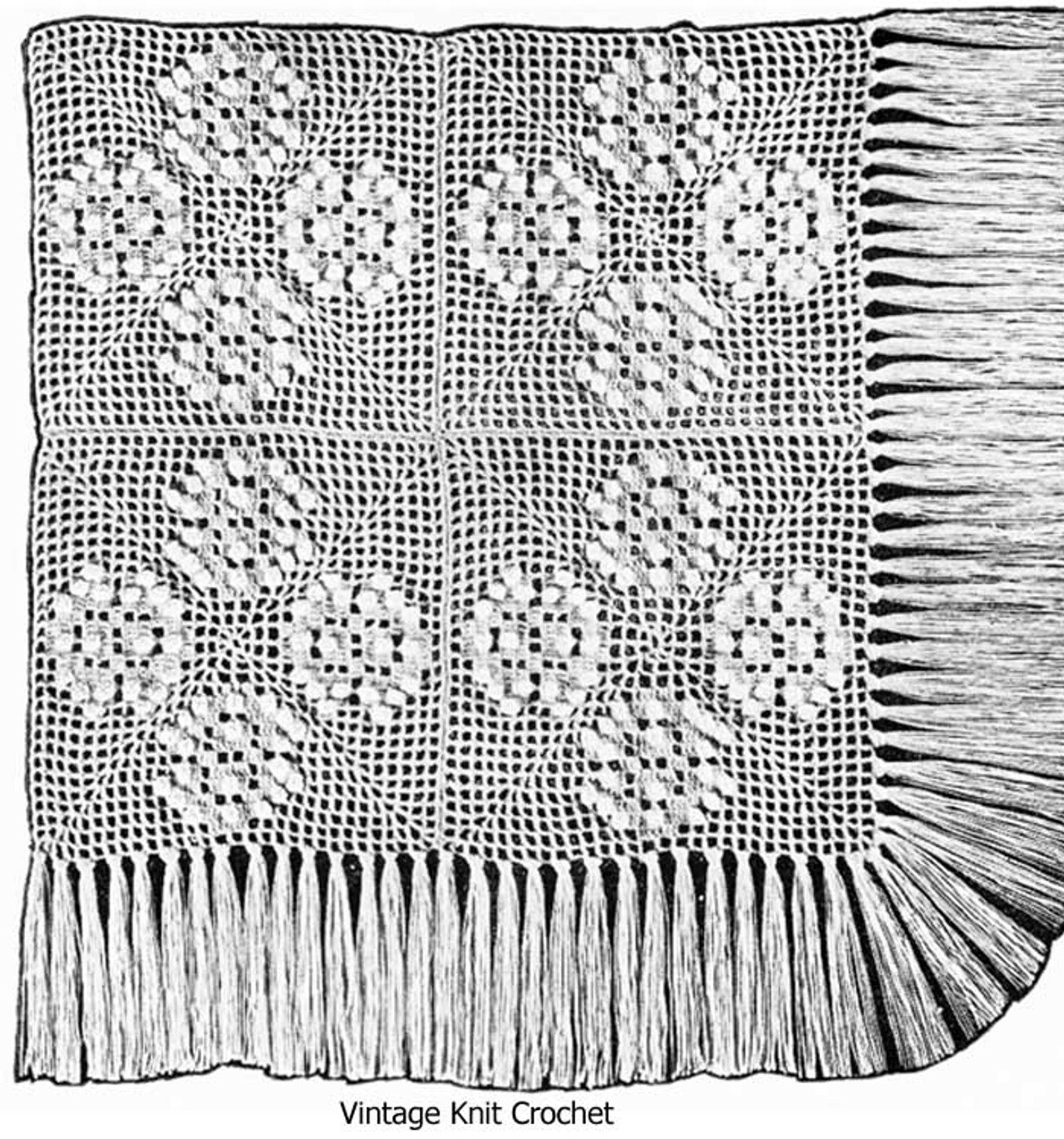 Crochet Bedspread Pattern Square Popcorn Rose Motif