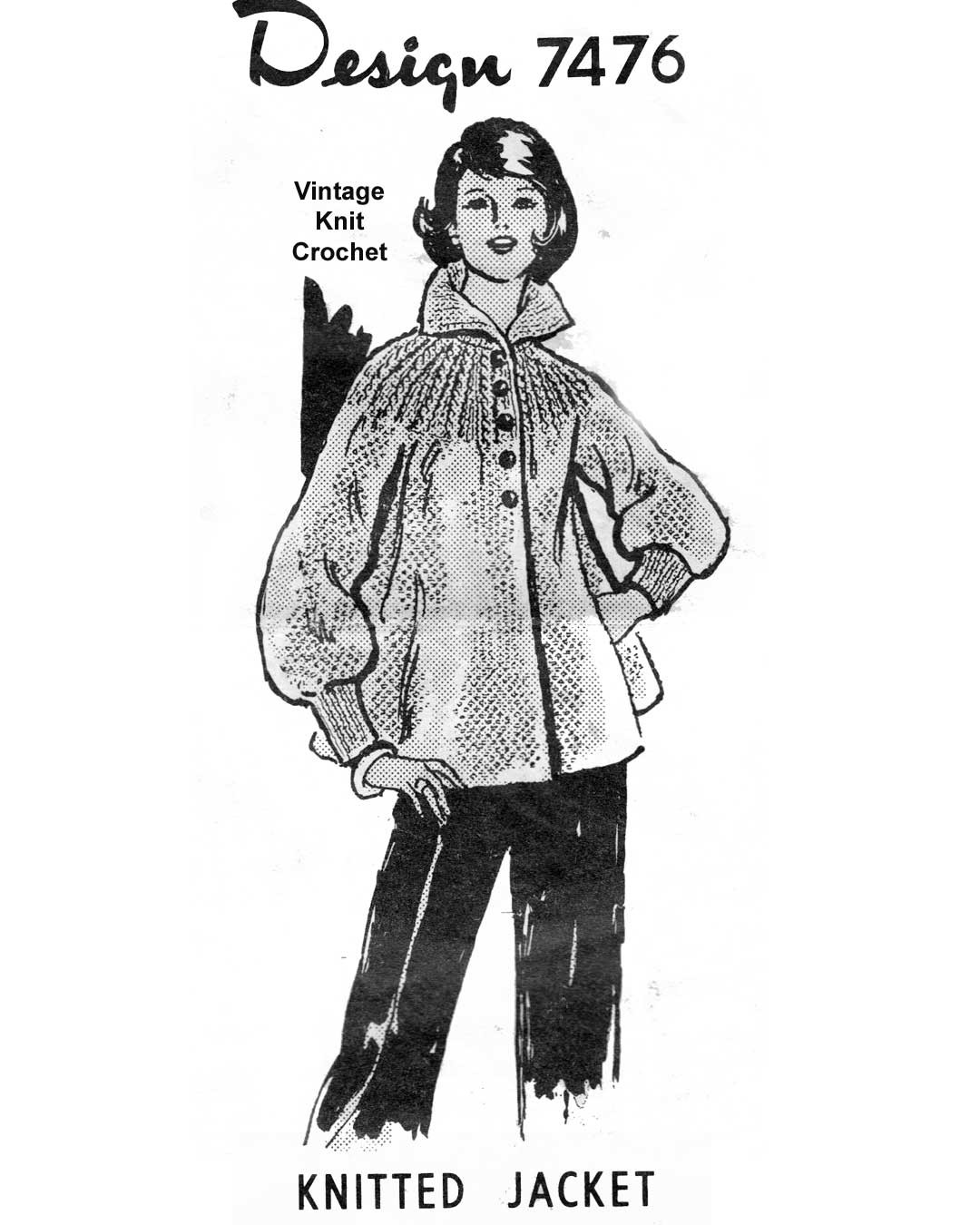Knitted Cable Yoke Jacket Pattern, Alice Brooks 7128, Mail Order Design