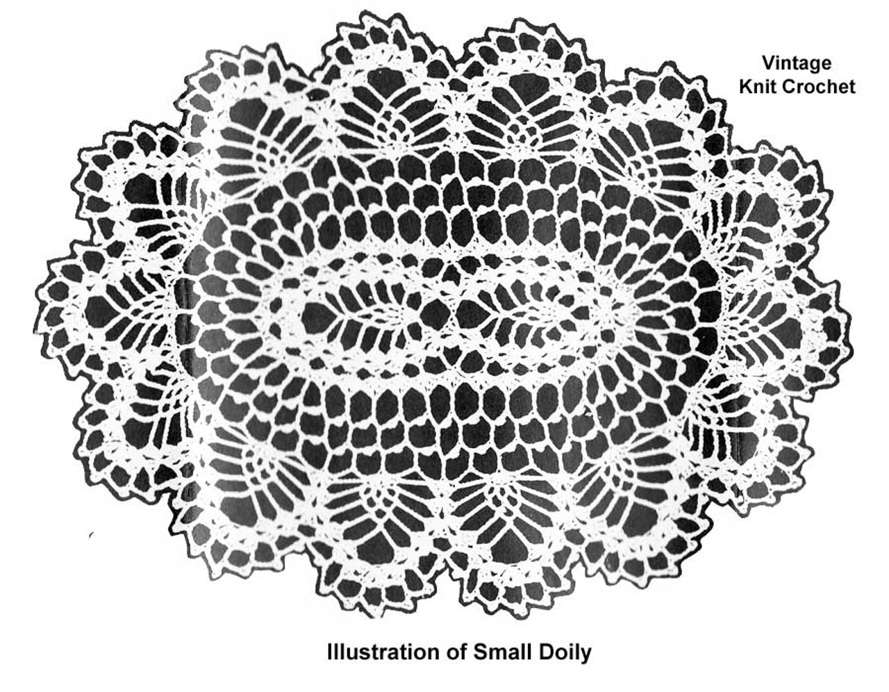 Vintage Crochet Oval Doilies Pattern Pineapple Small Medium Large