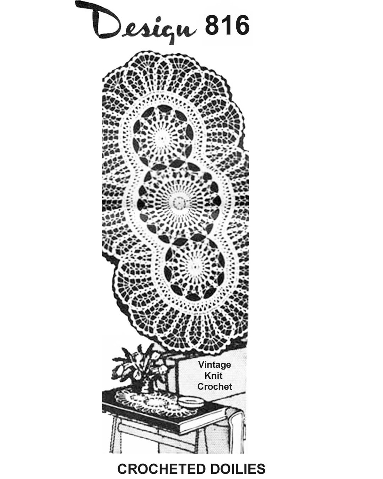 Crochet Oval Medallion Doily Pattern Mail Order Design 816