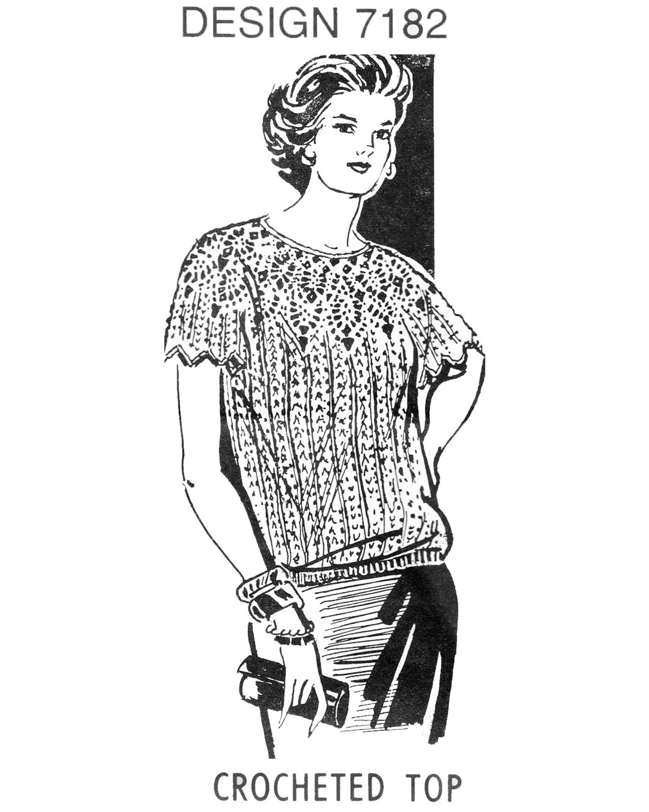 Womans Crochet Plus Size Top Pattern Pineapple Yoke Design 7182