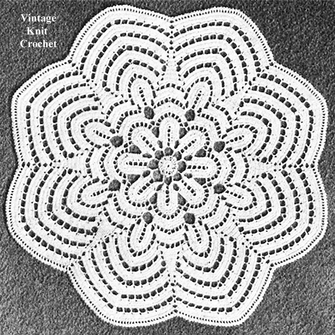 Crochet Nosegay Doily Pattern Vintage 1950s