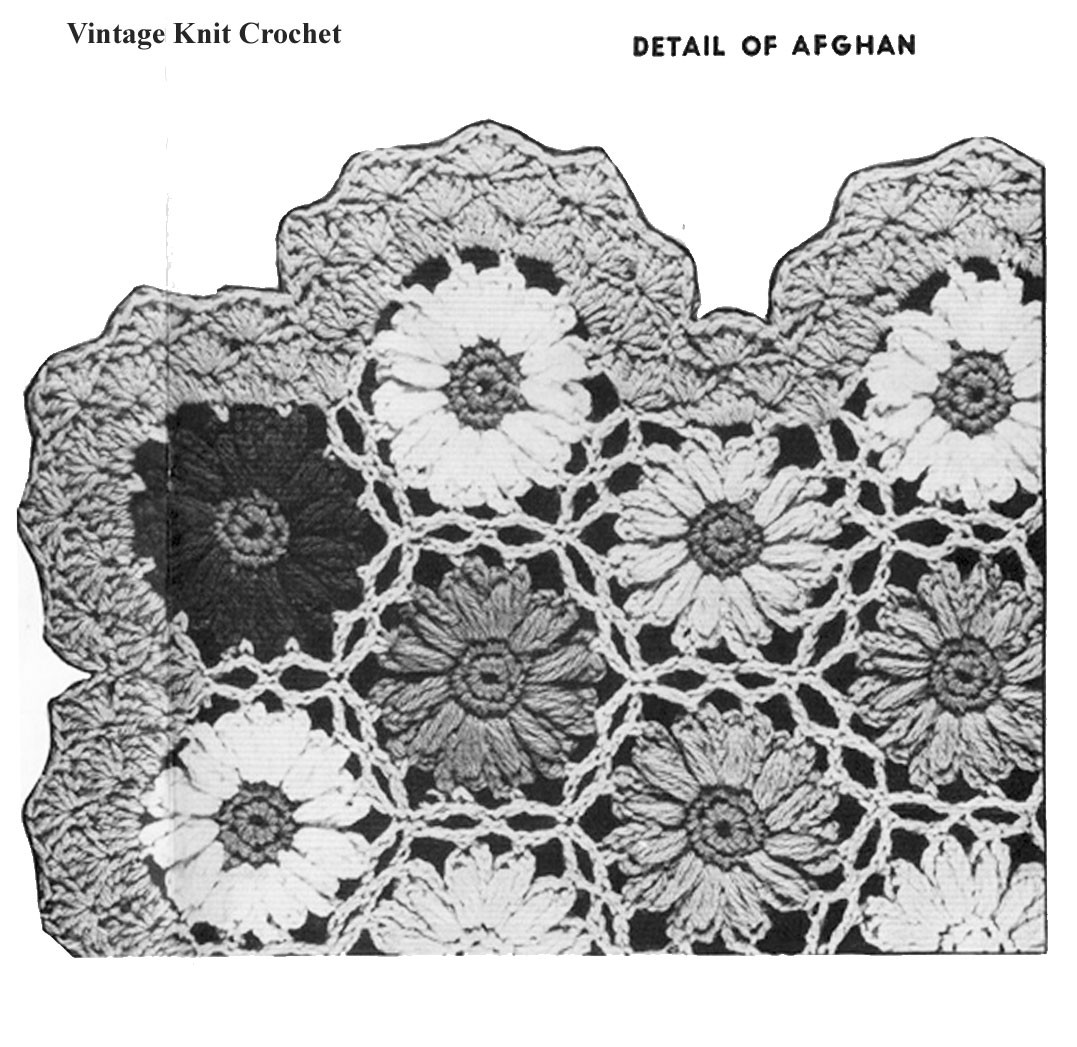 Vintage Crochet Daisy Afghan Pattern, Colorful Medallions, Mail Order ...