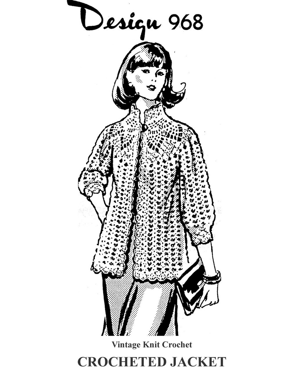 Crochet Lace Jacket Pattern Pineapple Yoke Mail Order Design 968