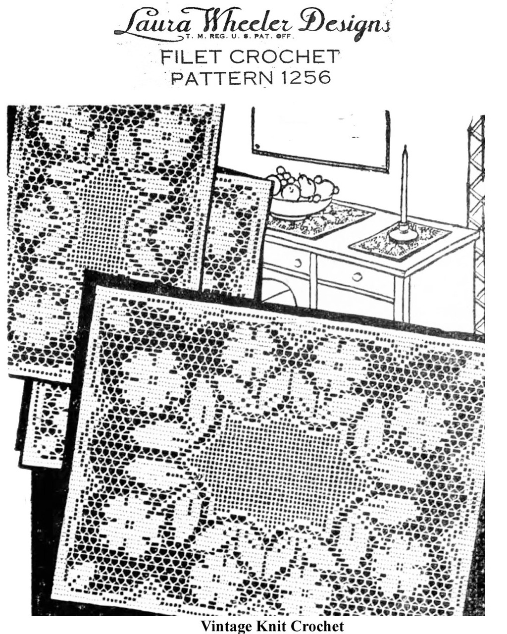 Vintage Filet Crochet Flower Mats Pattern, Large Small, Laura wheeler ...