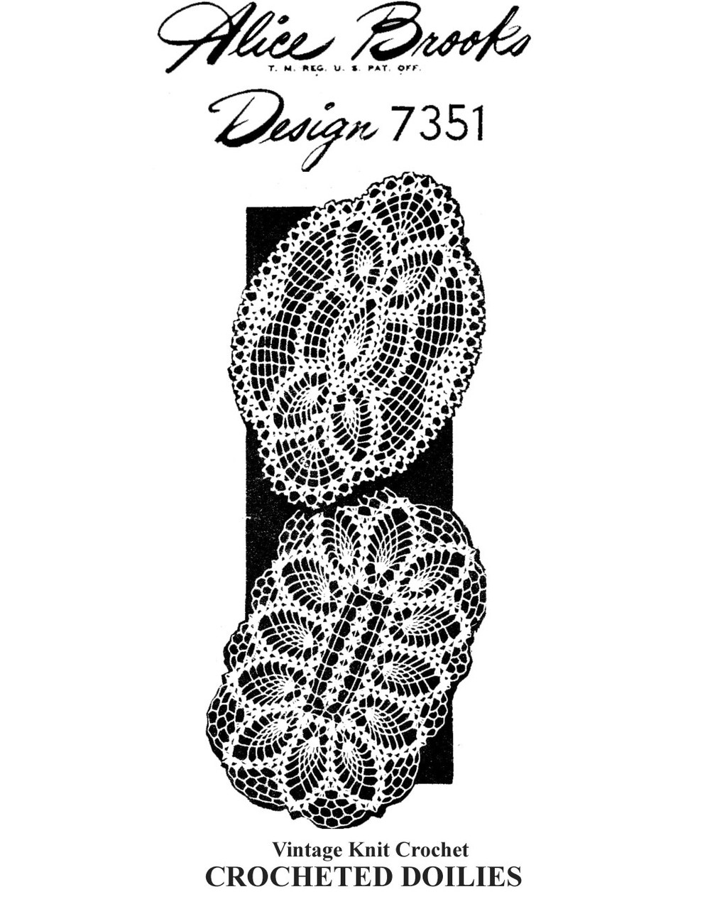Crochet Doilies Pattern Two Styles Oval Pineapple Design 7351