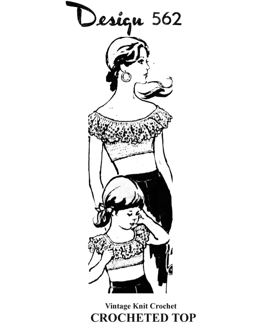 Crochet Halter Tops Pattern, Misses Girls, Mail Order Design 562