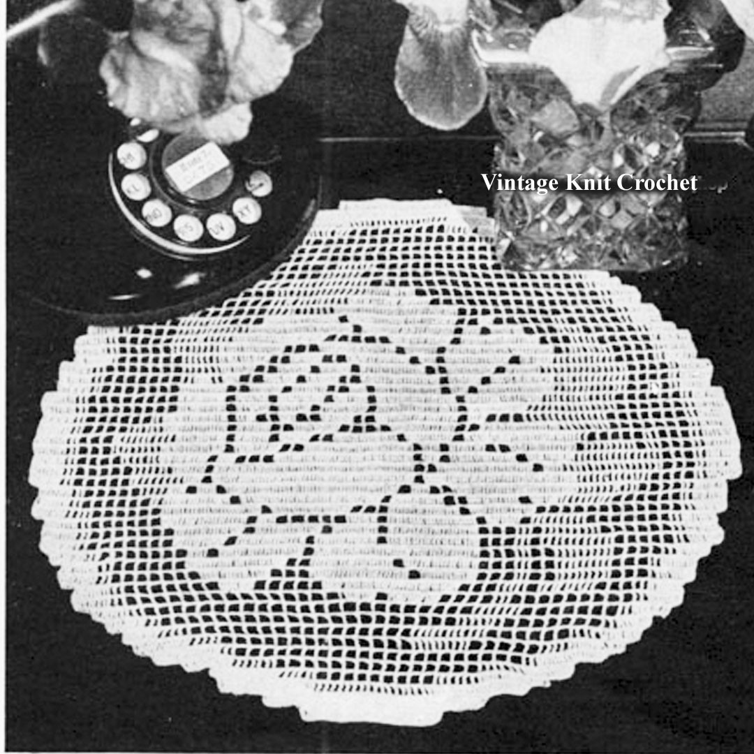 Filet Crochet Rose Doily Pattern No 7553 - Vintage Knit Crochet Pattern ...