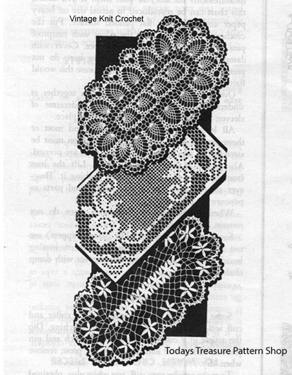 Crochet Oval Doilies Pattern Flower Pineapple Filet Mail Order 686