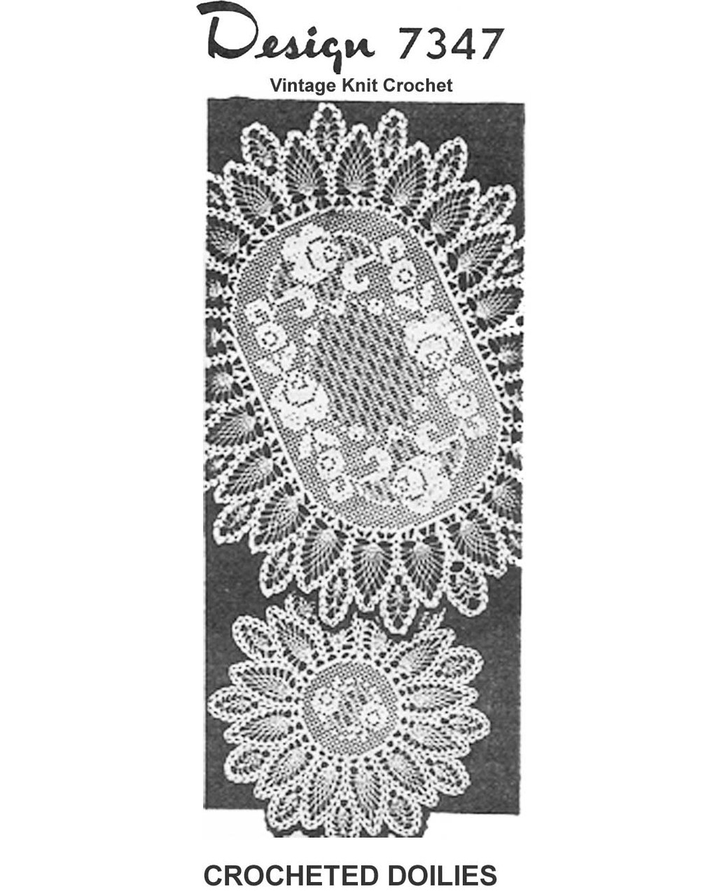 Filet Crochet Rose Pineapple Motif Doily Pattern Alice Brooks 7347