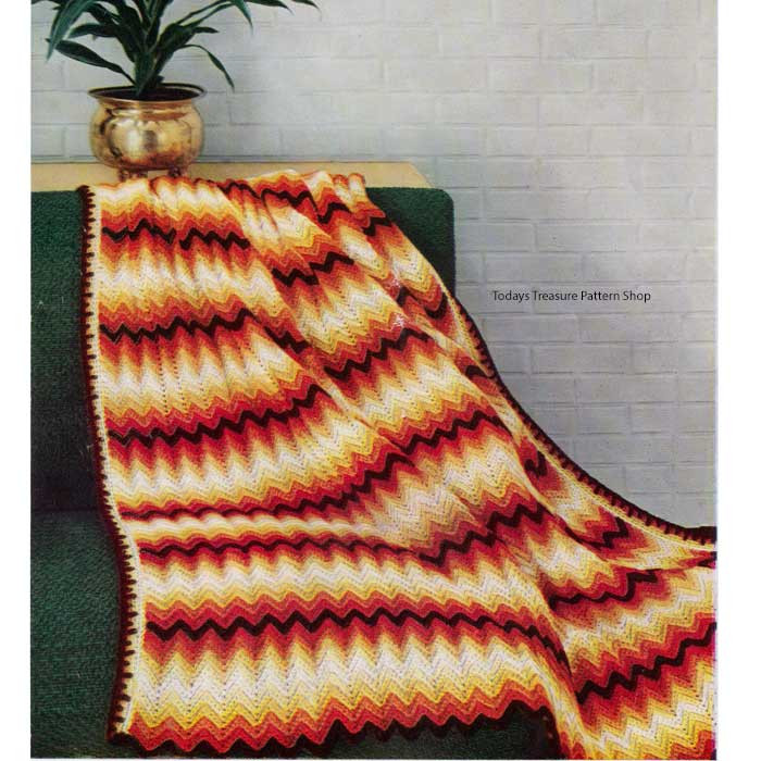 Crocheted Tri-Color Afghan Pattern