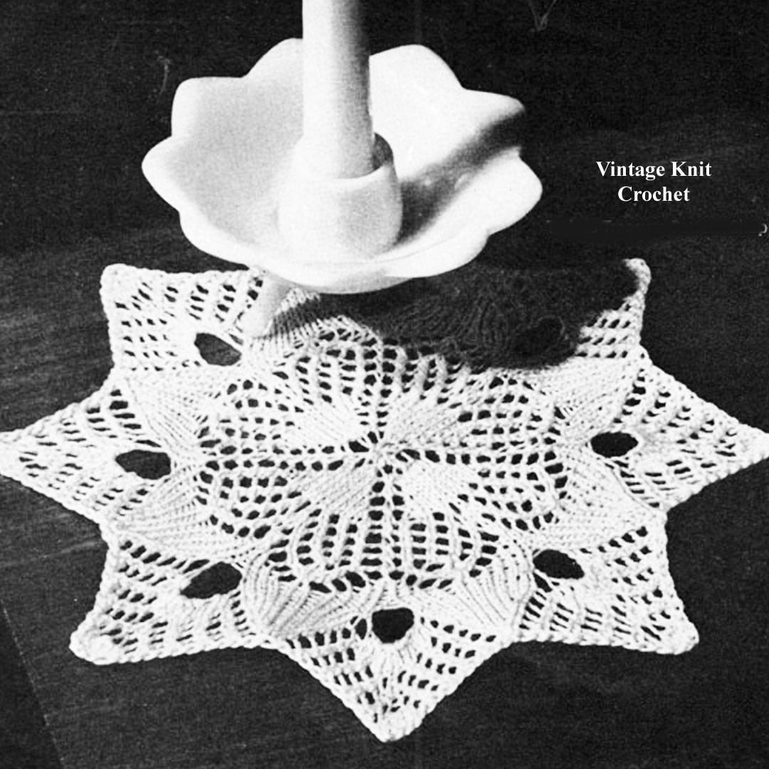 Knitted Doily Pattern, Starry Nights is 9 inches