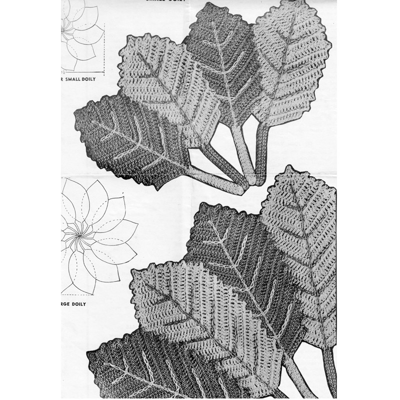 Circle of Leaves Crochet Doily Pattern in 3 sizes, Alice Brooks 7377 ...