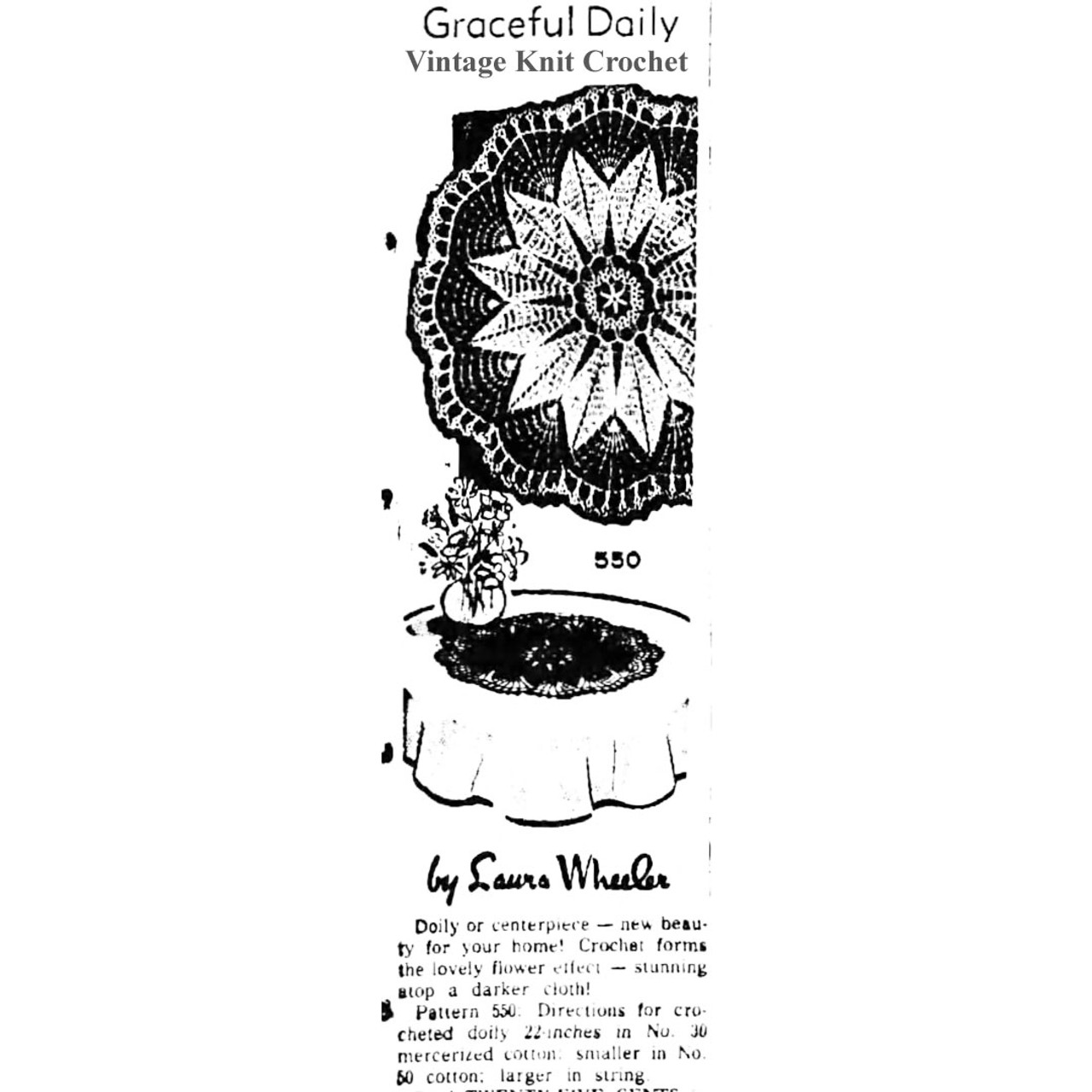 Vintage Crochet Poinsettia Doily Pattern Small Medium Large Mail Order