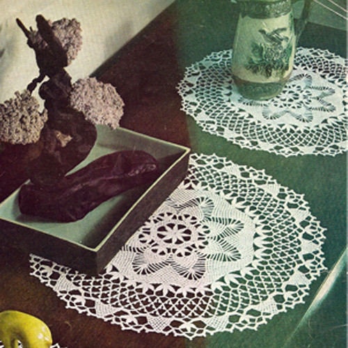 Forget Me Not Swirl Crochet Doily Buffet Pattern Set