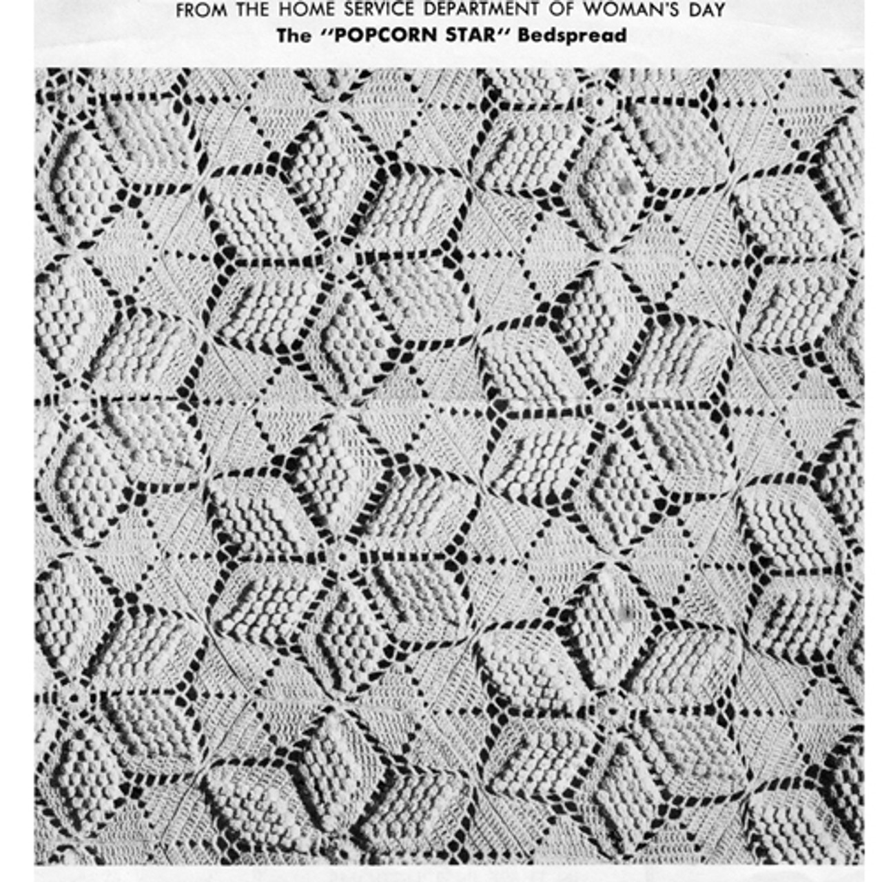 Popcorn Star Crochet Bedspread Pattern Vintage 1930s