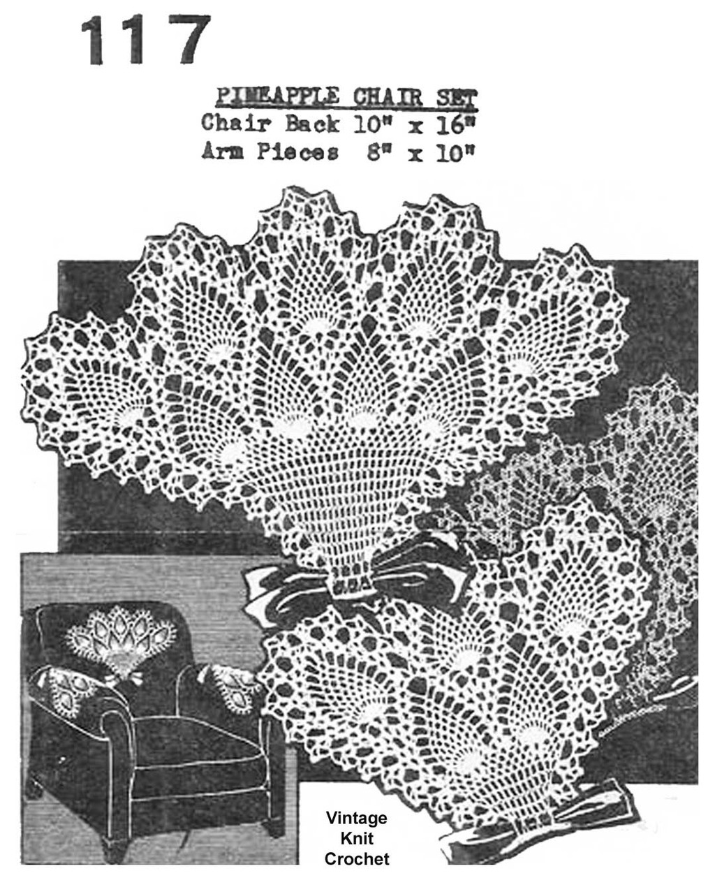 Pineapple Crochet Flower Basket Chair Set Mail Order Pattern 117