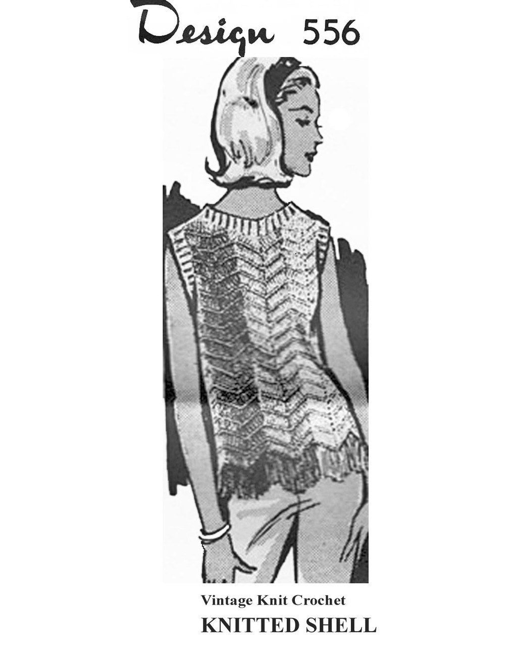 Knitted Shell Pattern, Striped Sleeveless Top, Mail Order 556 Laura Wheeler
