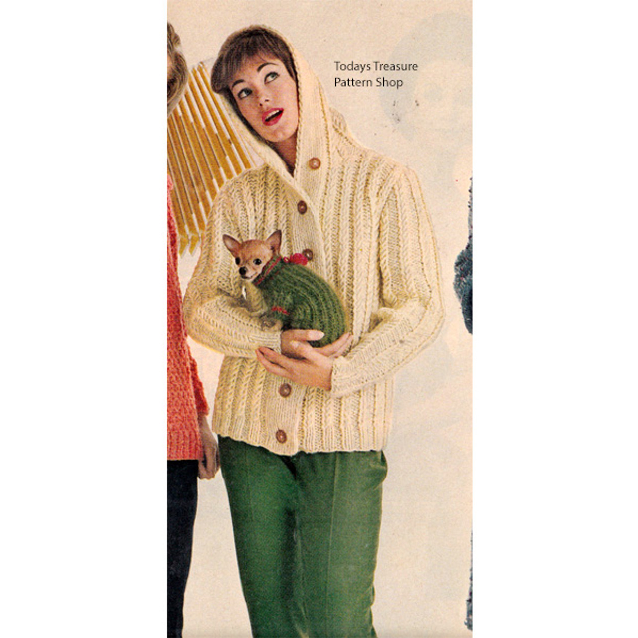 Vintage Hooded Rib Jacket Knitting Pattern