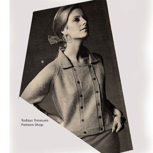 Misses Square Neck Cardigan Knitting Pattern