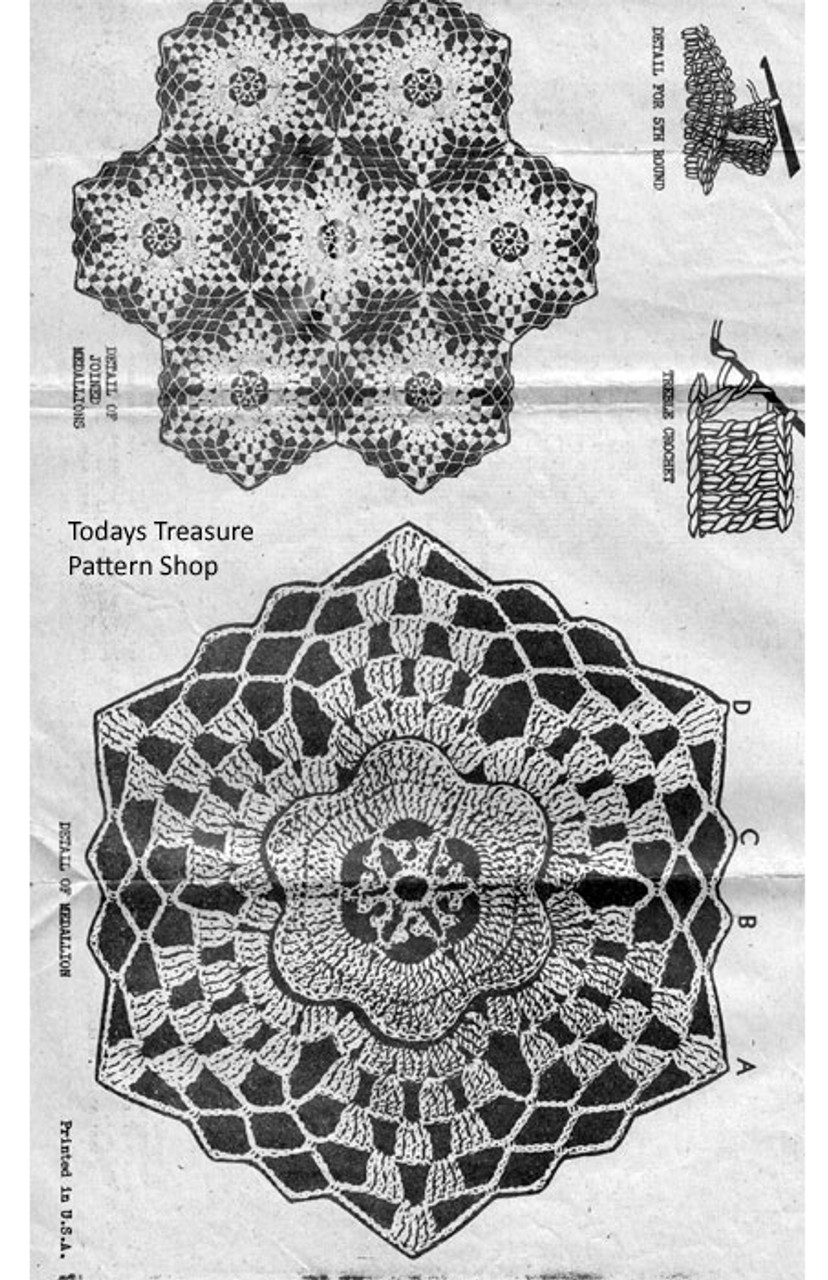 Crochet Bedspread Pattern Morning Star Motif Laura Wheeler 2443 Mail