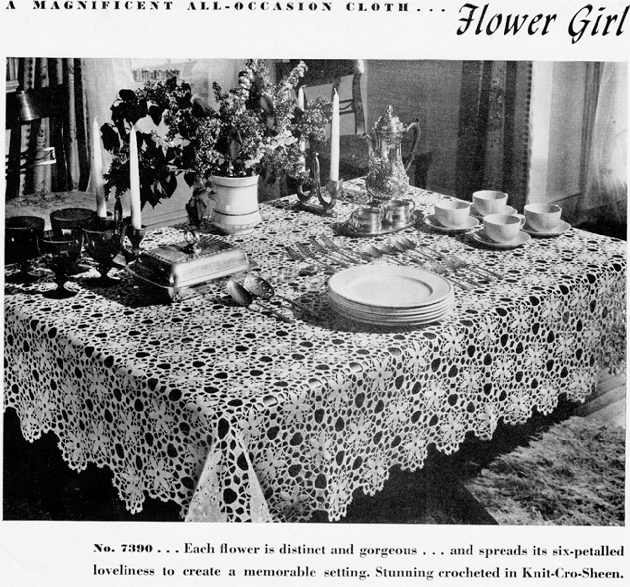 Flower Medallion Crocheted Tablecloth Pattern No 7390