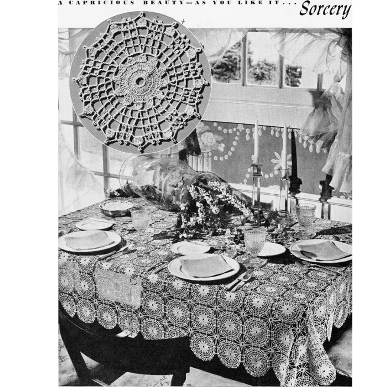 Round Lace Medallion Crochet Pattern For Tablecloth