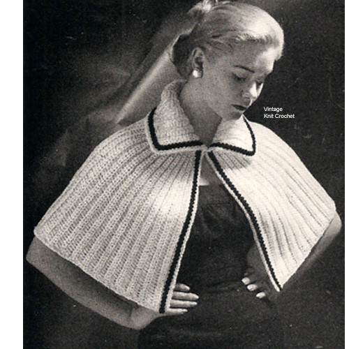 Crochet Capelet Pattern with Collar and button closure