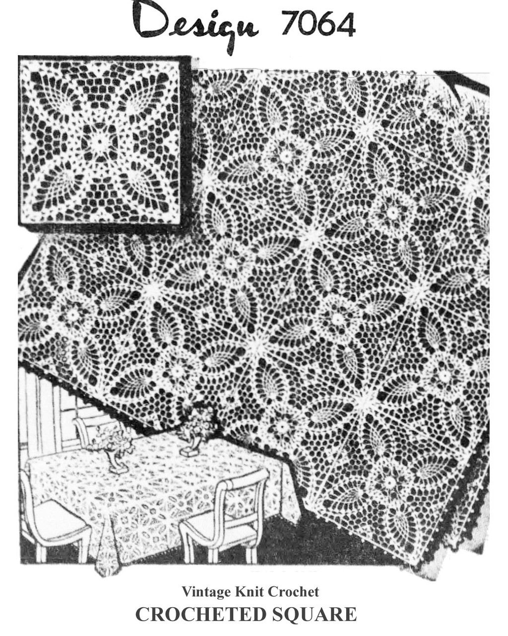 Crochet Pineapple Square Pattern Tablecloth Bedspread Mail Order